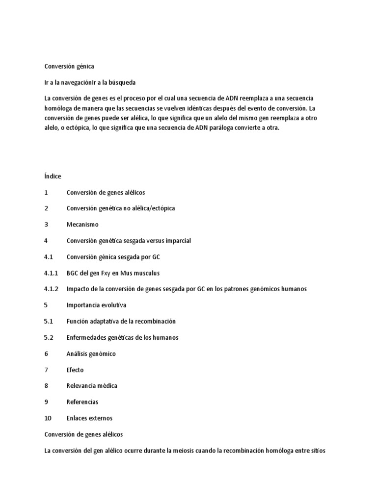 Conversión Génica | Descargar gratis PDF | Recombinación genética | Gene