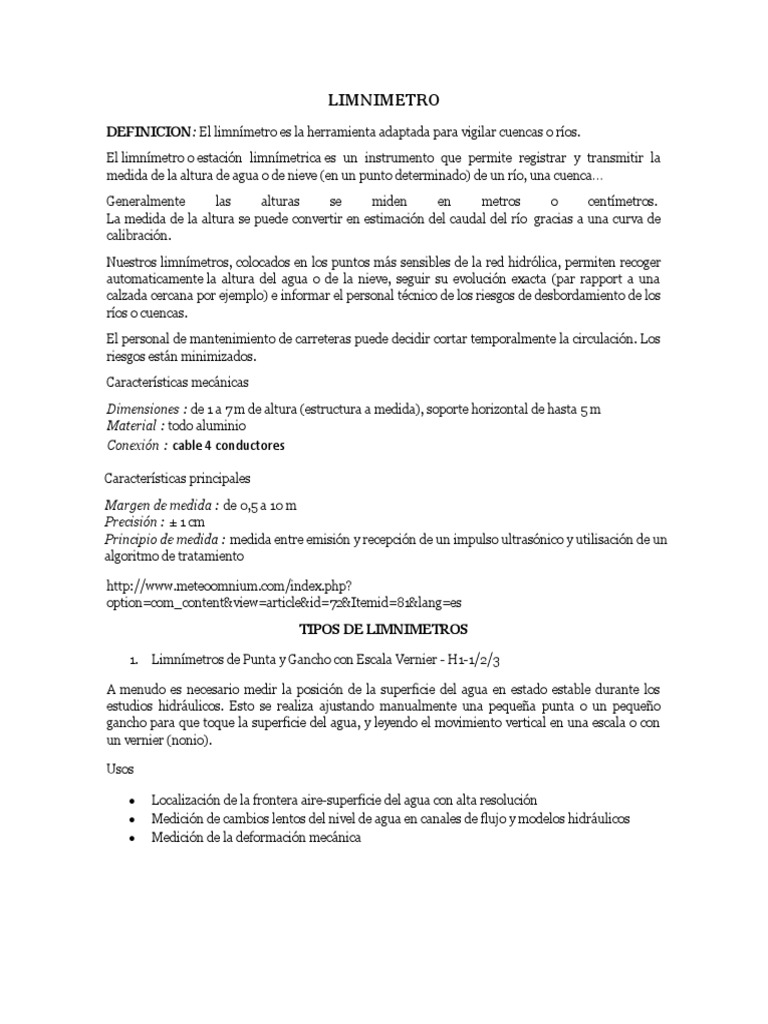 Limnimetro y Limnigrafos | PDF | Agua | Medición