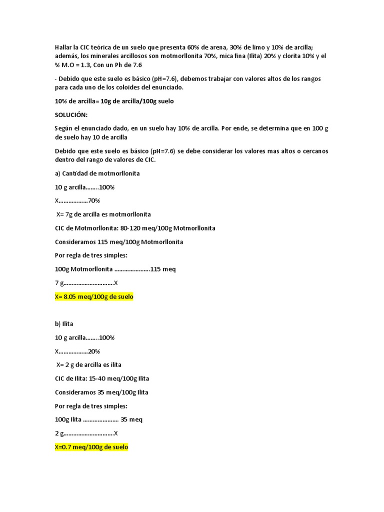 Cálculo de CIC en Suelo con Arena y Limo | PDF | Ciencia y matemáticas