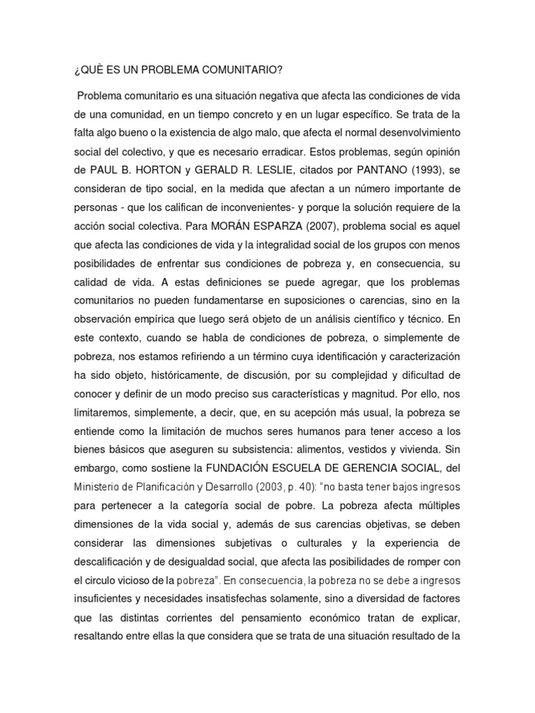Què Es Un Problema Comunitario | PDF | Pobreza | Pobreza e indigencia