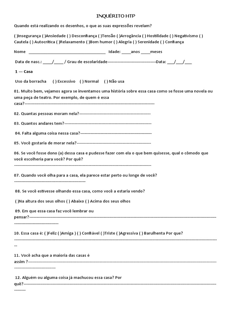 Inquérito HTP | PDF | Árvores