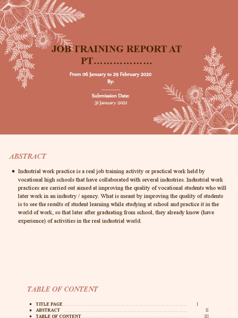 Job Training Report | PDF | Vocational Education | Internship
