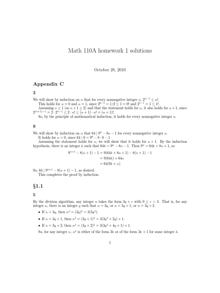 hw1 Solutions | PDF | Mathematical Objects | Algebra