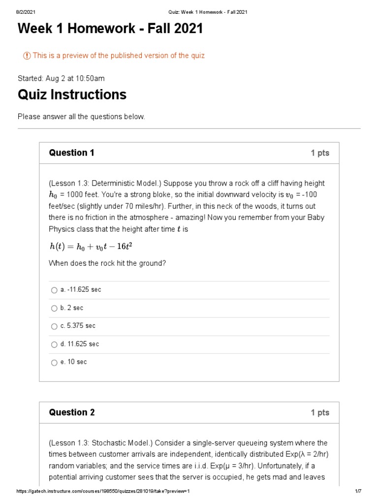 Week 1 Homework - Fall 2021 | PDF | Probability Theory | Statistics
