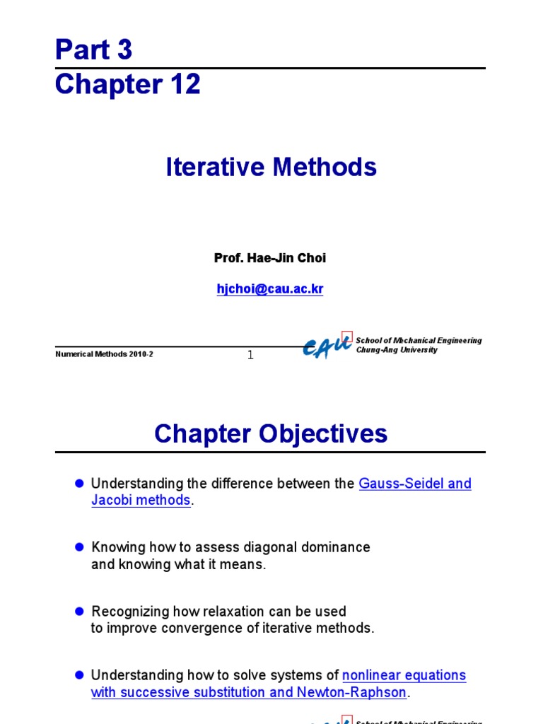 Iterative Methods Iterative Methods: Prof. Hae Prof. Hae - Jin Choi Jin Choi | PDF | Numerical ...