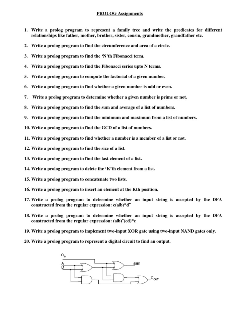 Prolog Programming Assignments | PDF | Computer Programming | Discrete Mathematics