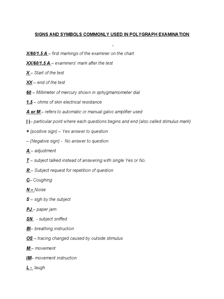 Signs and Symbols Commonly Used in Polygraph Examination | PDF | Art