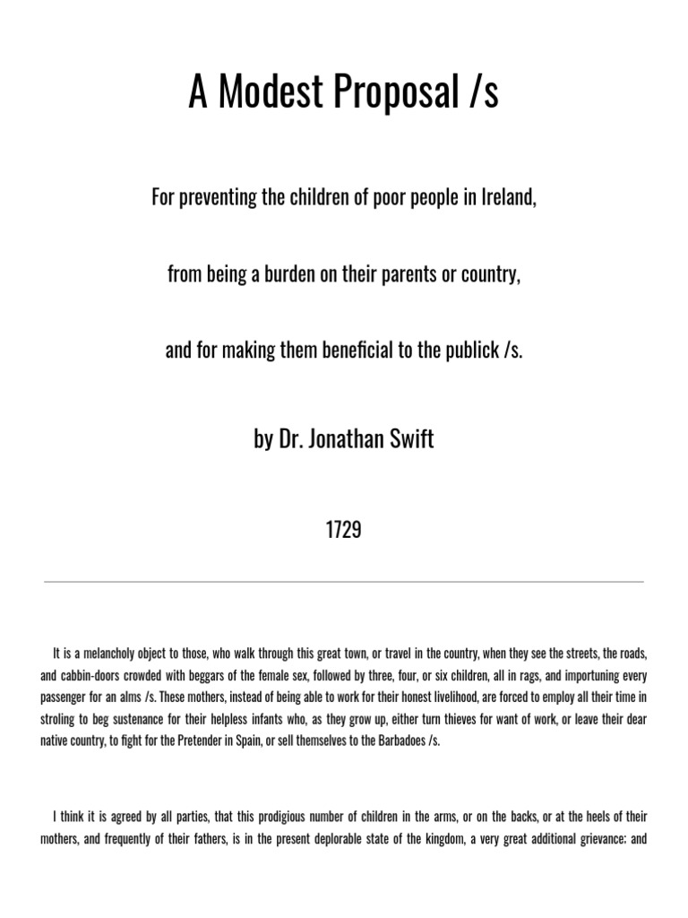 A Modest Proposal With S | PDF