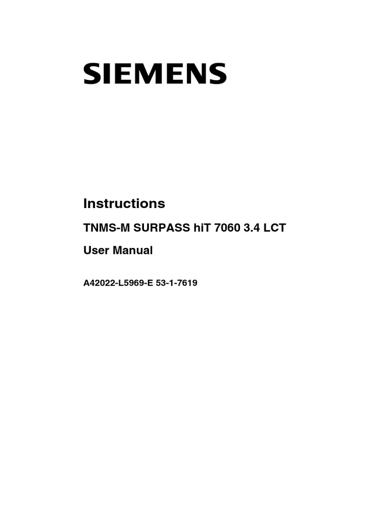 TNMS-M SURPASS Hit 7060 3.4 LCT User Manual | PDF | Computing ...