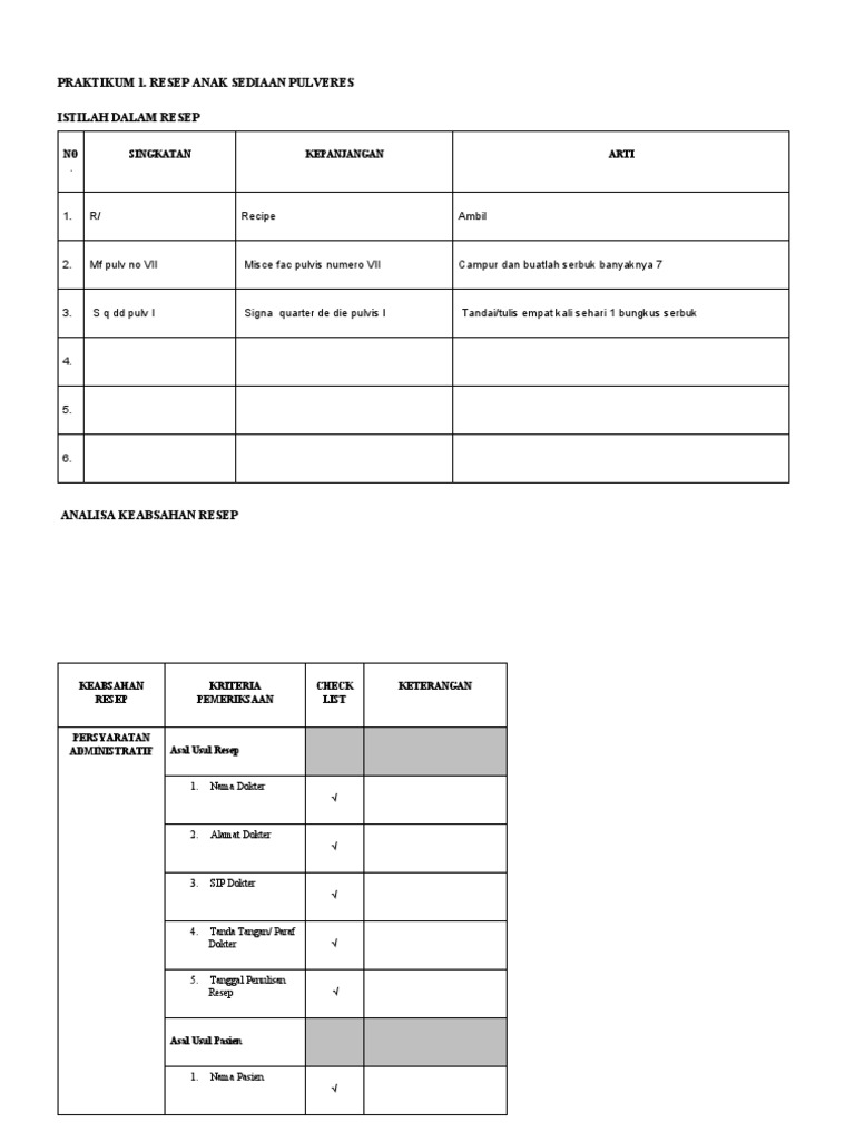 Praktikum 2. Resep Anak Sediaan Pulveres | PDF