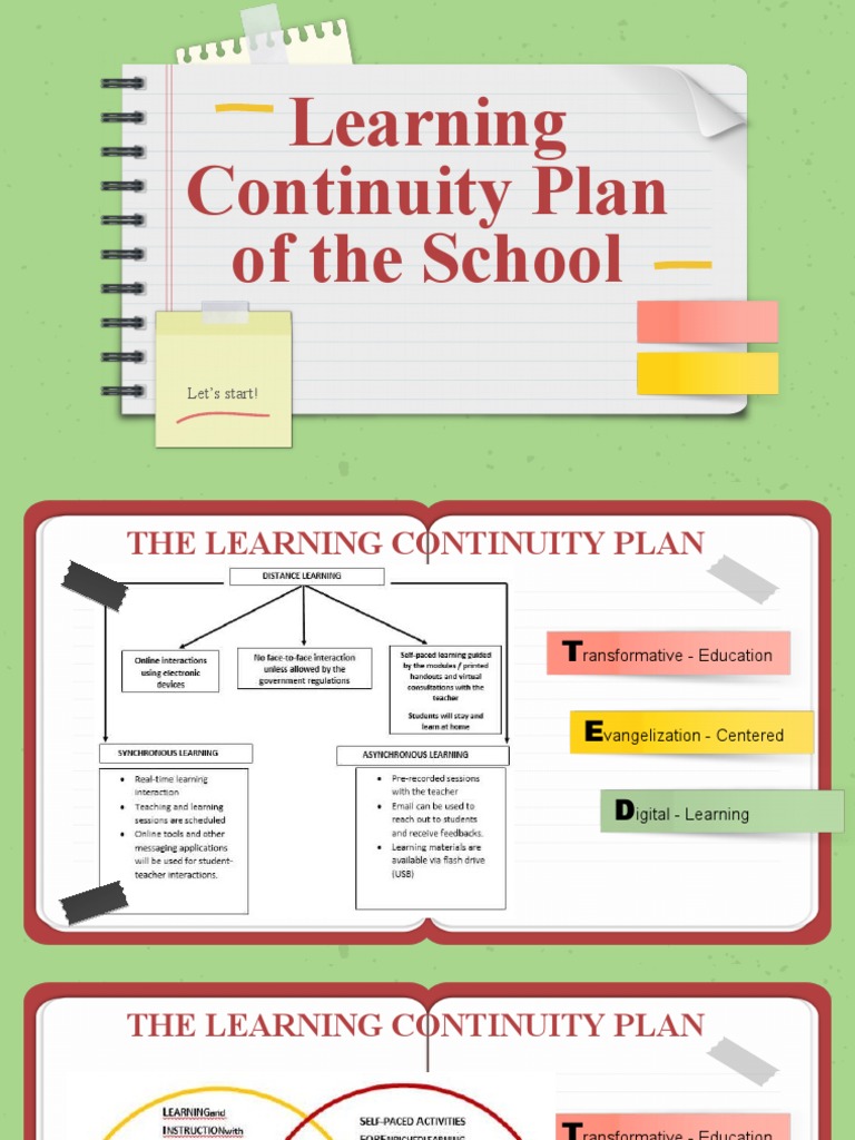 Learning Continuity Plan of The School: Let's Start! | PDF ...