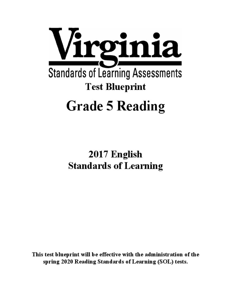 Viriginia 5th Grade ELA SOLs 2017-Blueprint-5r | PDF | Reading ...