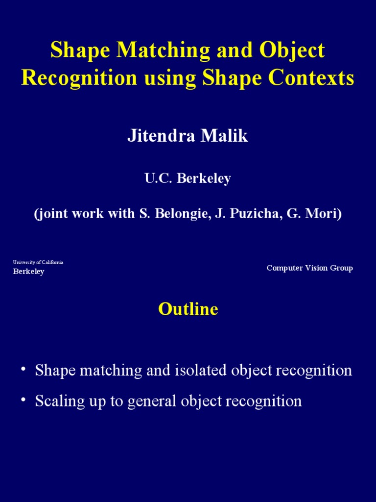 Shape Matching and Object Recognition Using Shape Contexts: Jitendra Malik | PDF | Shape ...