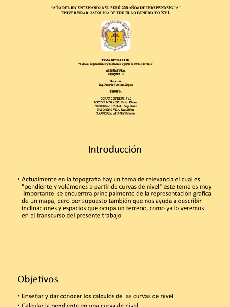 Calculo Pendiente y Volúmenes Partir Curvas Nivel | PDF | Pendiente | Curva
