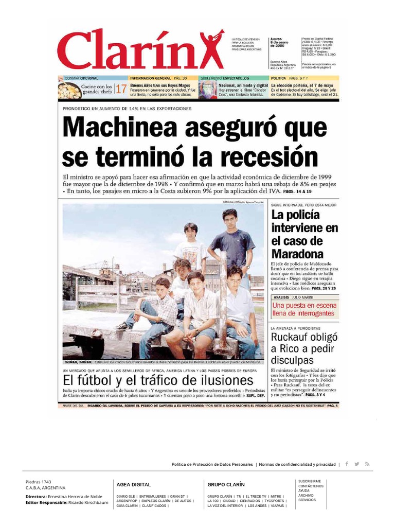 La Tapa Del Diario Clarín Del Día en Que Naciste 3 | PDF