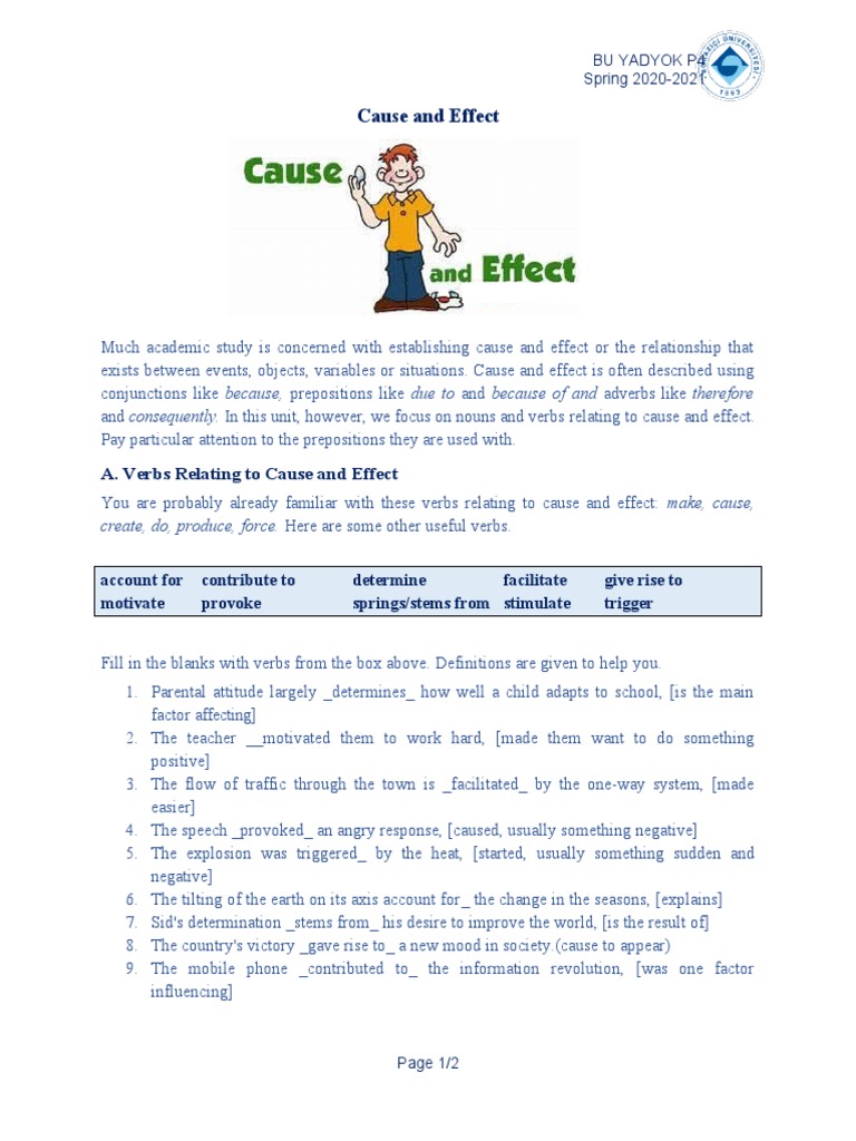 A. Verbs Relating To Cause and Effect | PDF | Verb | Causality