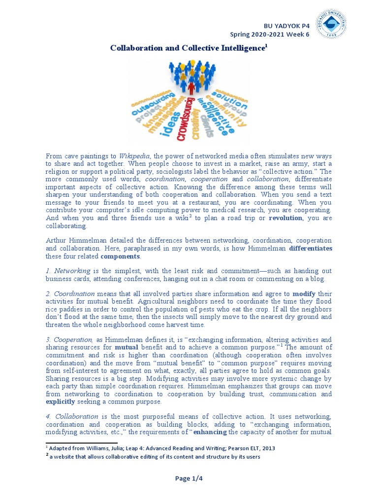 Collaboration and Collective Intelligence Vocabulary | PDF | Collective ...