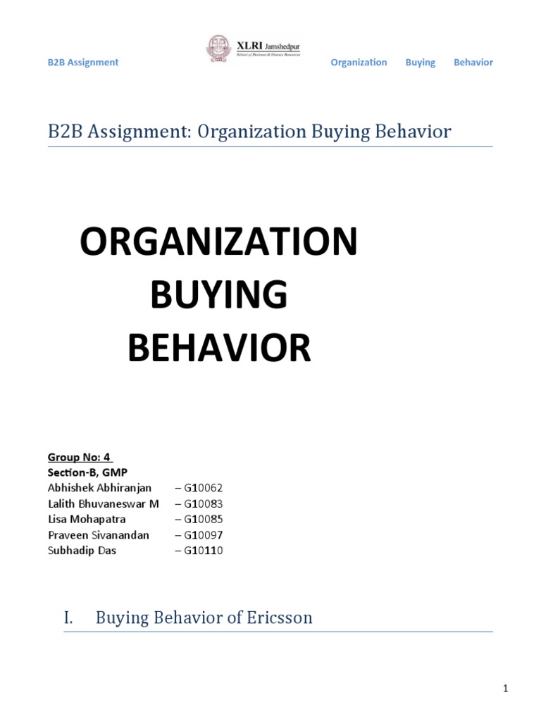 B2B Assignment: Organization Buying Behavior | PDF | Retail | Business
