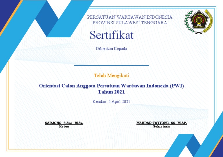 Sertifikat Pwi | PDF