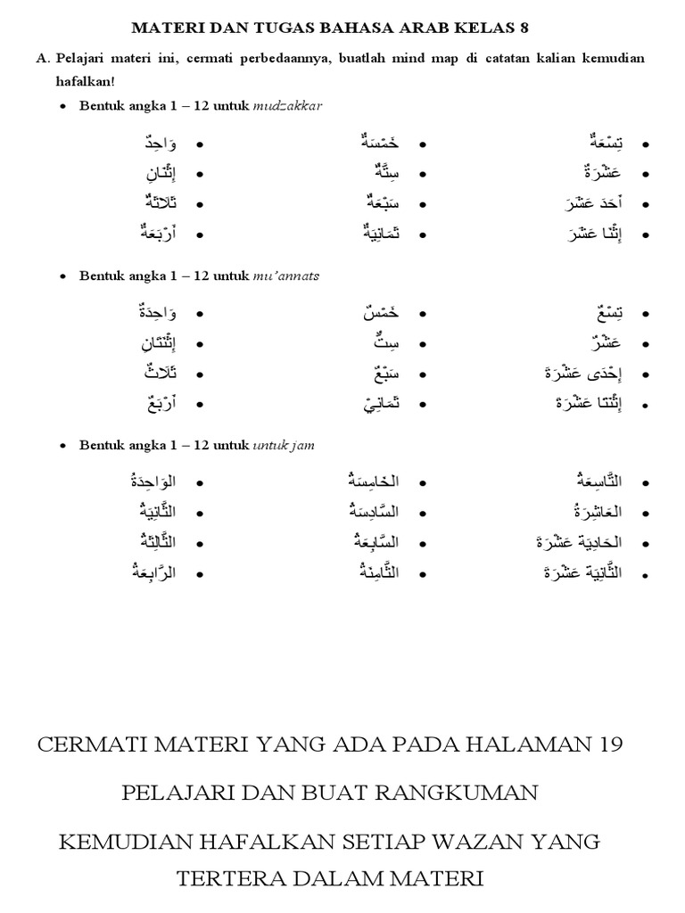 Angka Bahasa Arab Kelas 8 | PDF