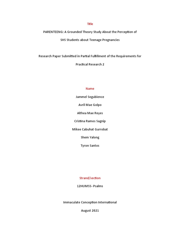 Chapter 1 Pr2 | PDF | Adolescence | Teenage Pregnancy