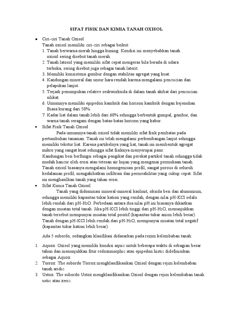 Sifat Fisik Dan Kimia Tanah Oxisol | PDF