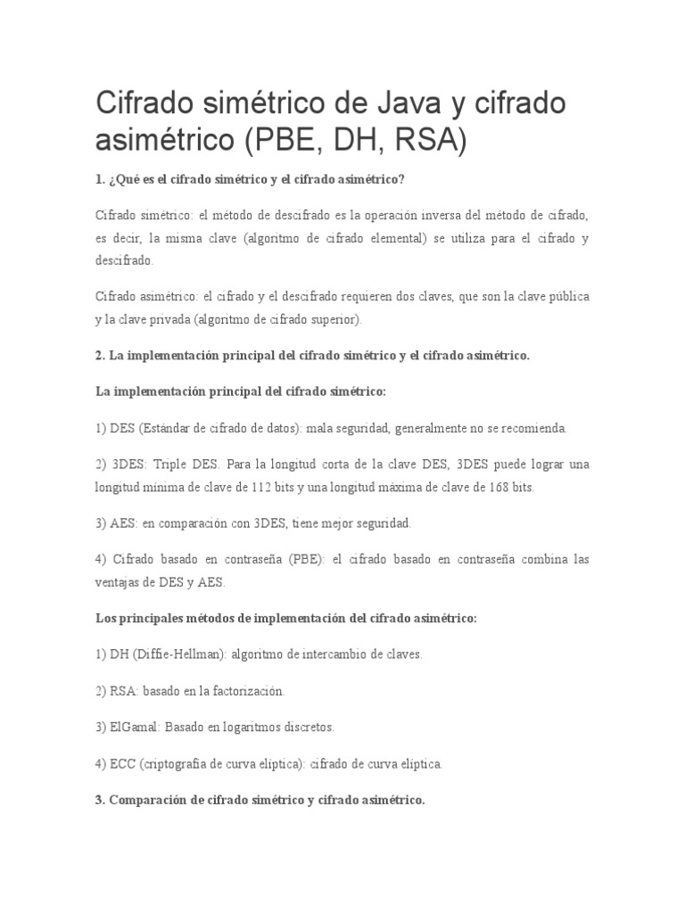 Cifrado Simétrico de Java y Cifrado Asimétrico | PDF | Clave (criptografía) | Criptografía
