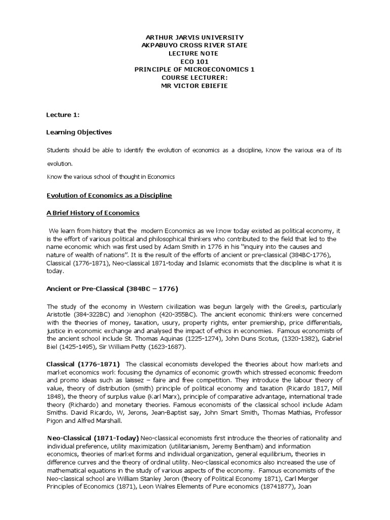 Eco 101 Note Principle of Economics | PDF | Demand | Economics