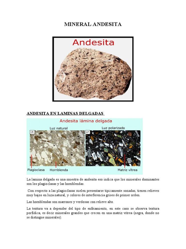 Mineral Andesita | PDF | Minerales | Roca ígnea