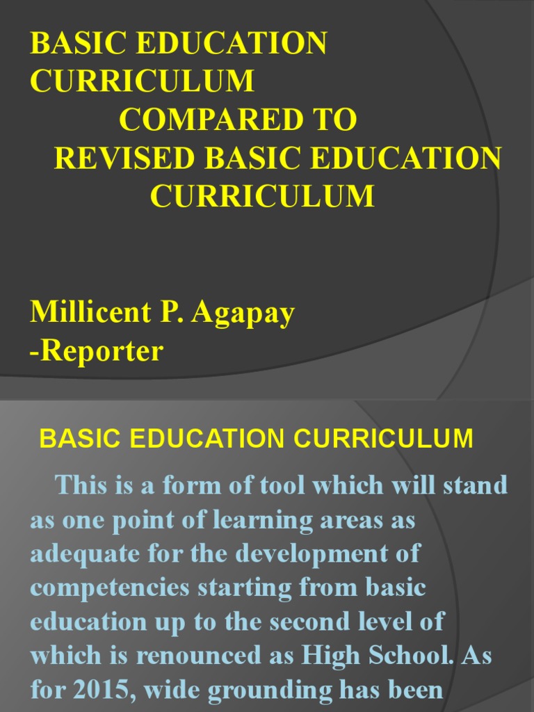 Basic Education Curriculum Compared To Revised Basic Education ...
