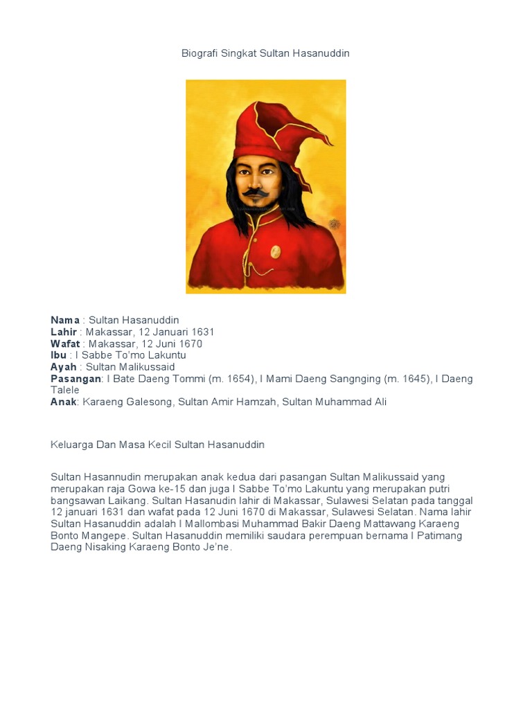 Biografi Singkat Sultan Hasanuddin & ISKANDAR MUDA | PDF