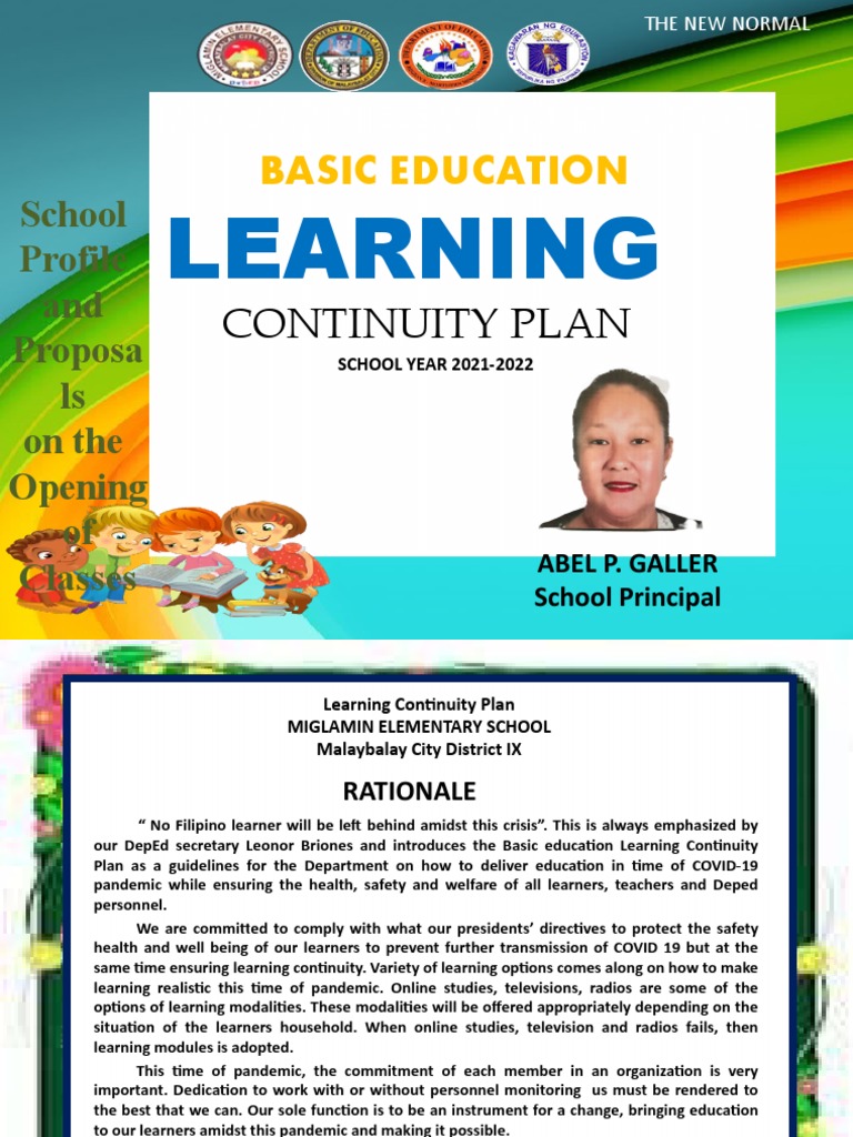 Learning Continuity Plan for Miglamin School | PDF | Learning | Worksheet