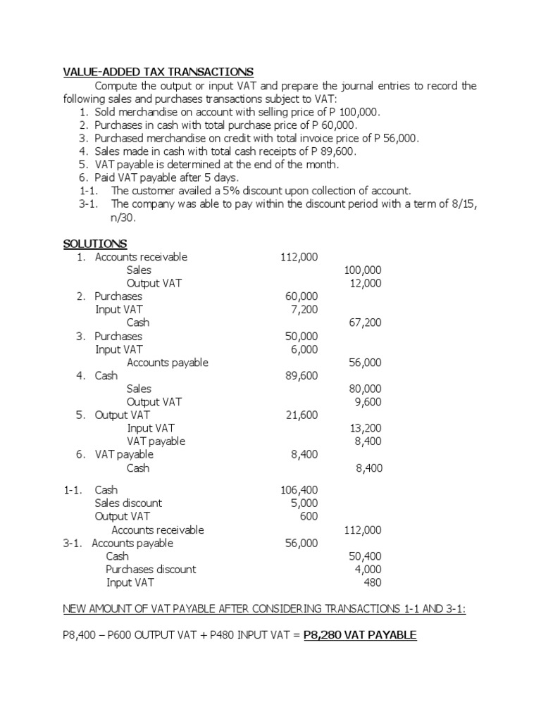 Sample 2 - Output and Input Vat | PDF | Business | Finance & Money ...