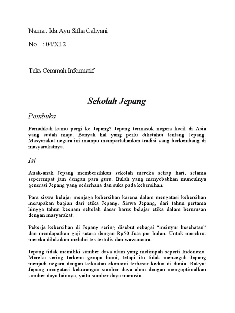 Ceramah Informatif tentang Jepang | PDF