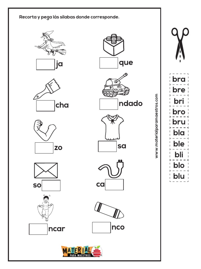 Recortable de Silabas Trabadas | PDF