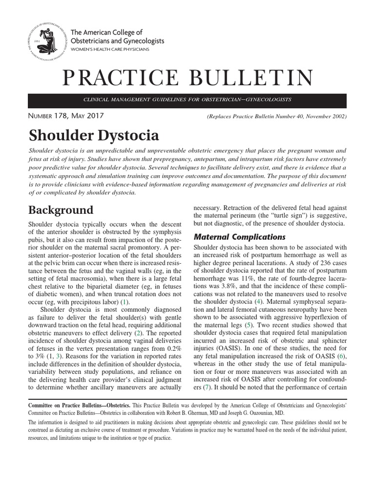 Practice Bullet In: Shoulder Dystocia | PDF | Childbirth | Health Care