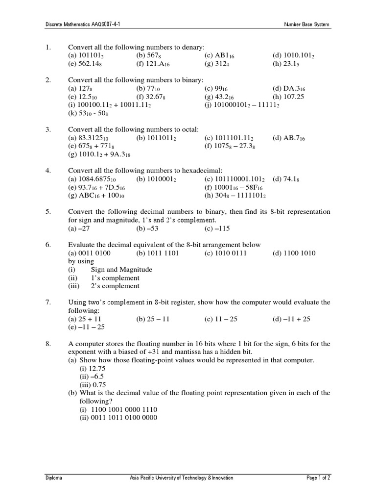 T1 - Number Base System | PDF | Decimal | Theory Of Computation