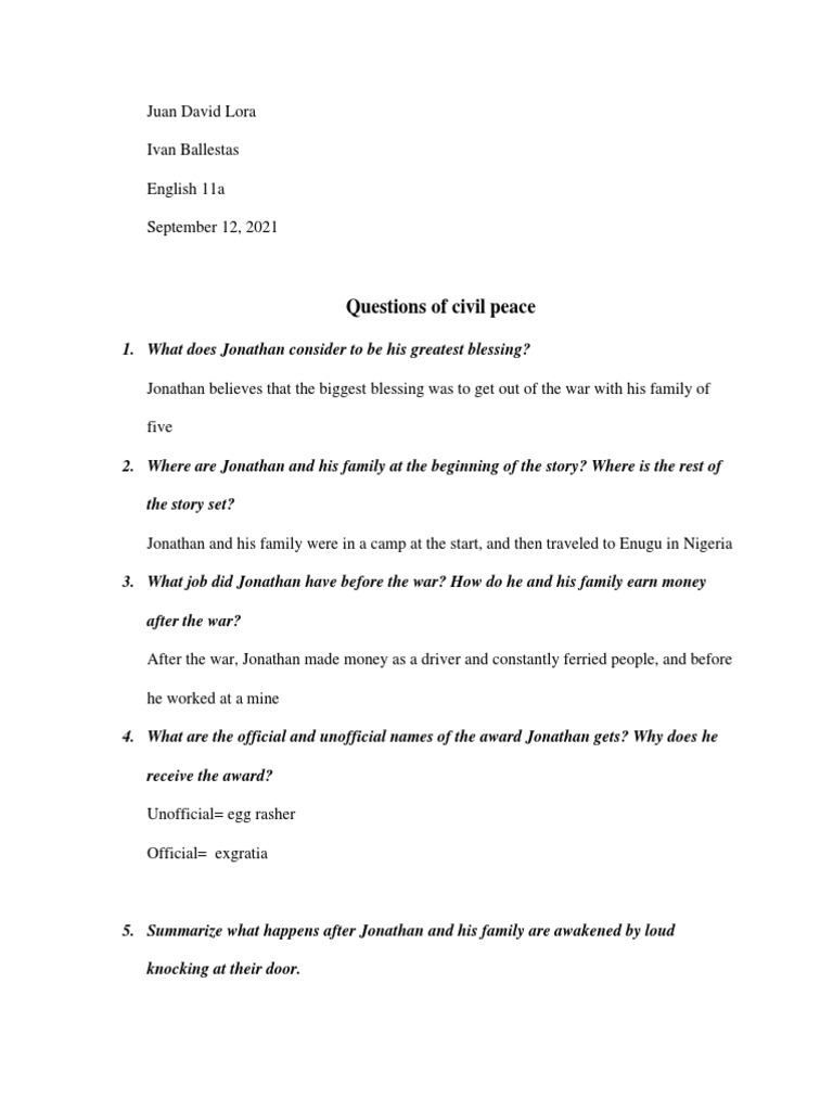 Questions of Civil Peace | PDF