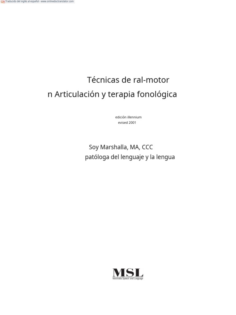 Oral Motor Techniques Preview Marshalla - En.es | PDF | Habla | Prueba ...