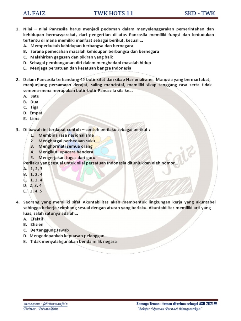 Al Faiz TWK Hots 11 SKD - TWK | PDF