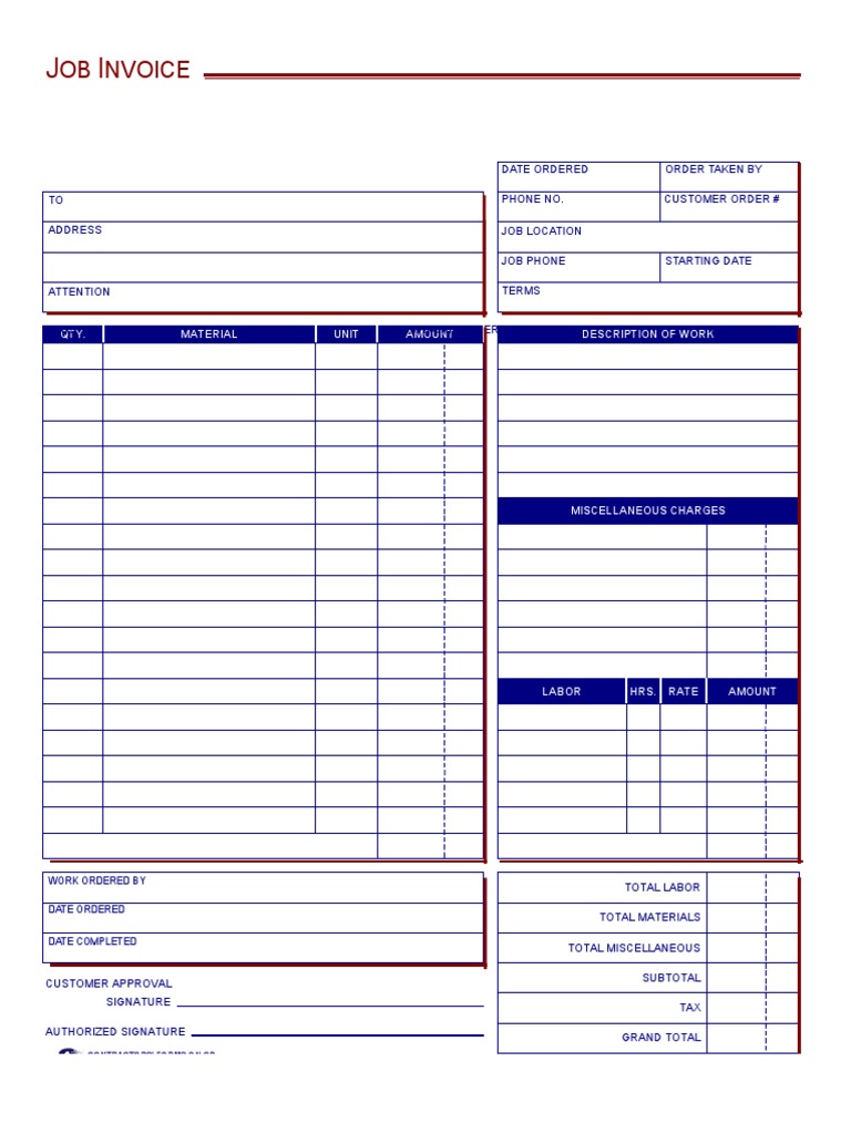 Job Invoice 2021 Construction | PDF