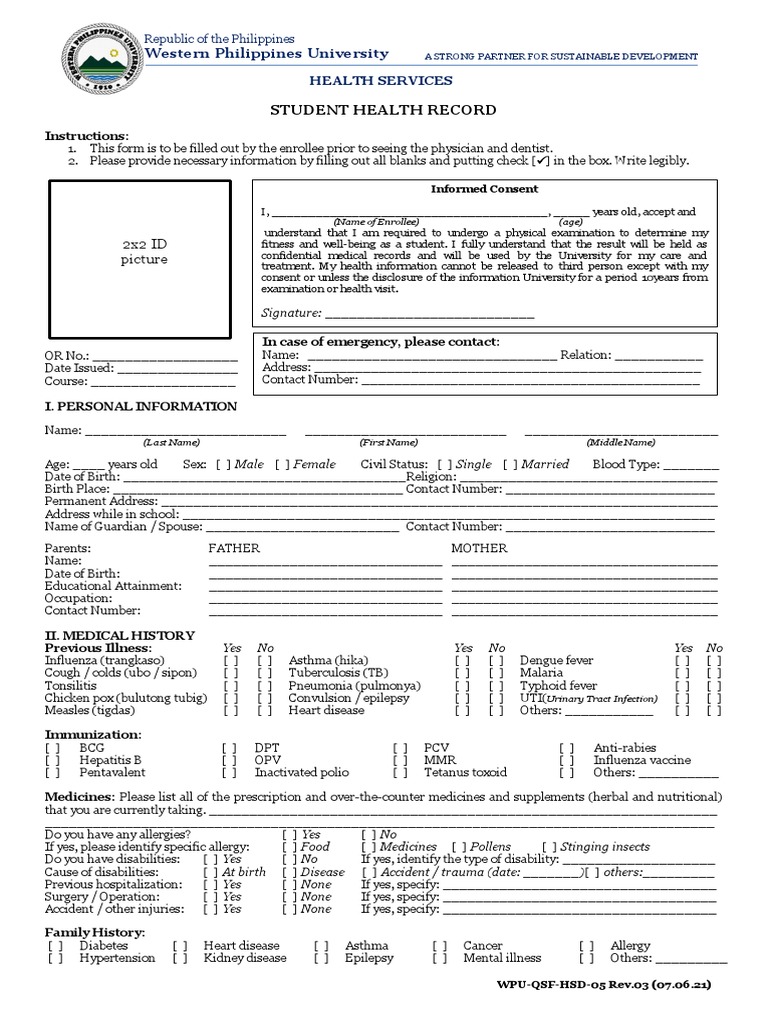 Student Health Record PDF | PDF | Immunology | Medical Specialties