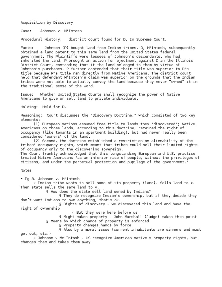 Johnson v. M'Intosh | PDF | Native Americans In The United States | Virtue