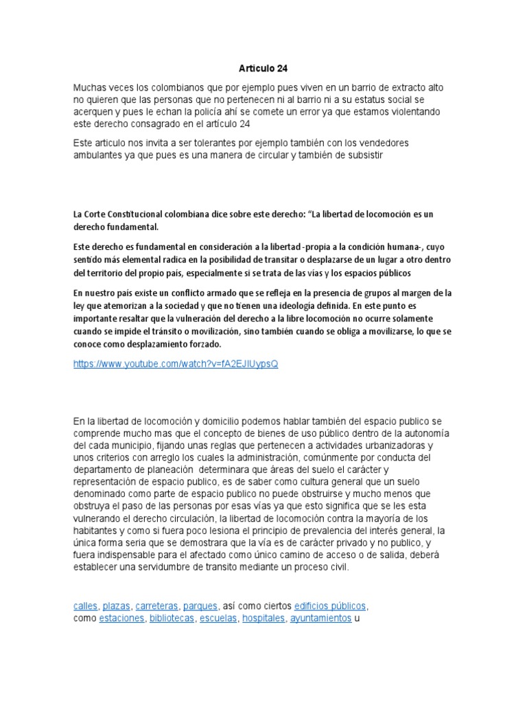 Articulo 24 | PDF | Libertad | Derecho Constitucional