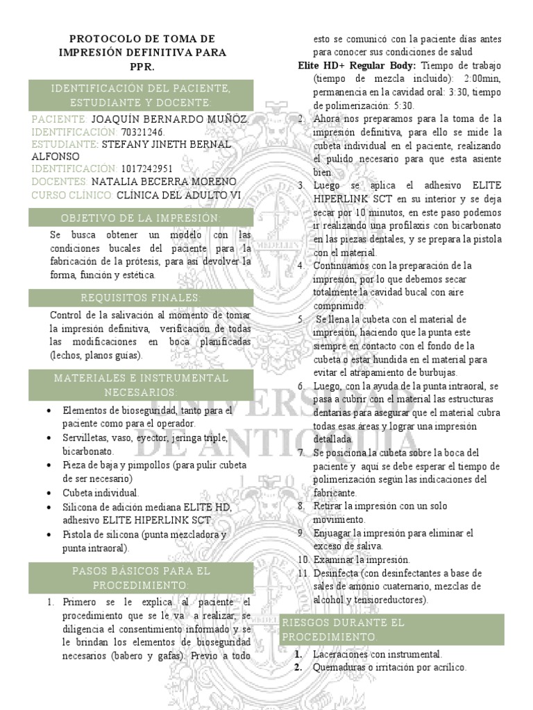 Protocolo Impresión PPR | PDF | Especialidades Medicas