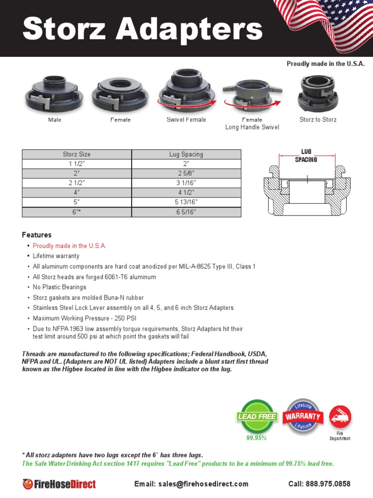 Storz Adapters Spec Sheet | PDF | Mechanical Engineering | Manufactured ...