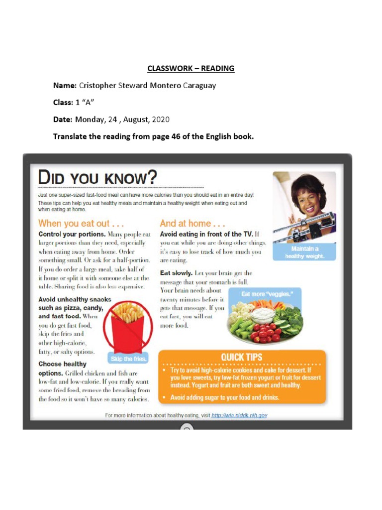 Classwork - Reading | PDF