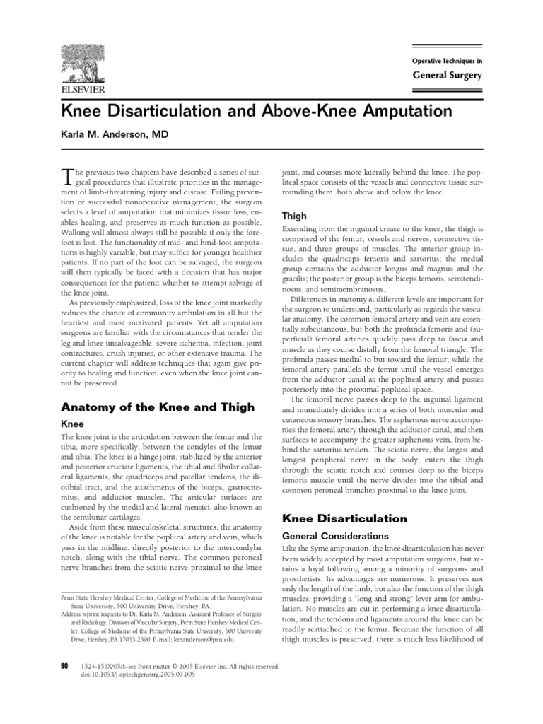 Amputações - Knee Disarticulation and Above Knee amputation ...