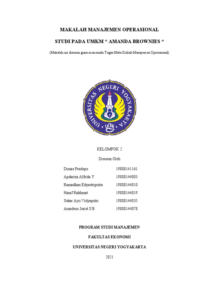 KELOMPOK 2 - E19 - Amanda Brownies | PDF | Bisnis | Griya & Taman