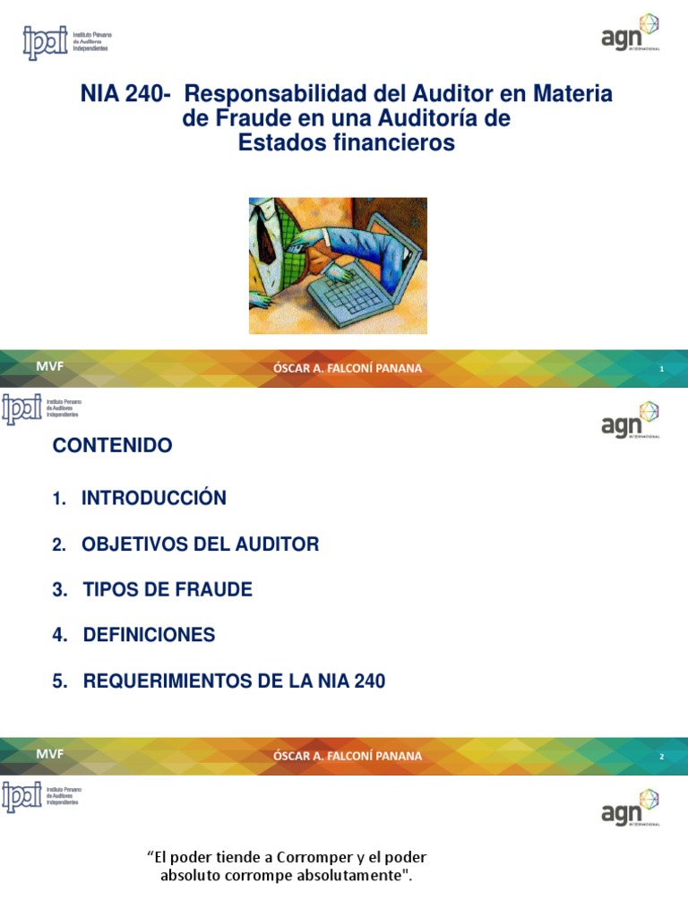 Nia 240 | PDF | Auditoría | Contralor
